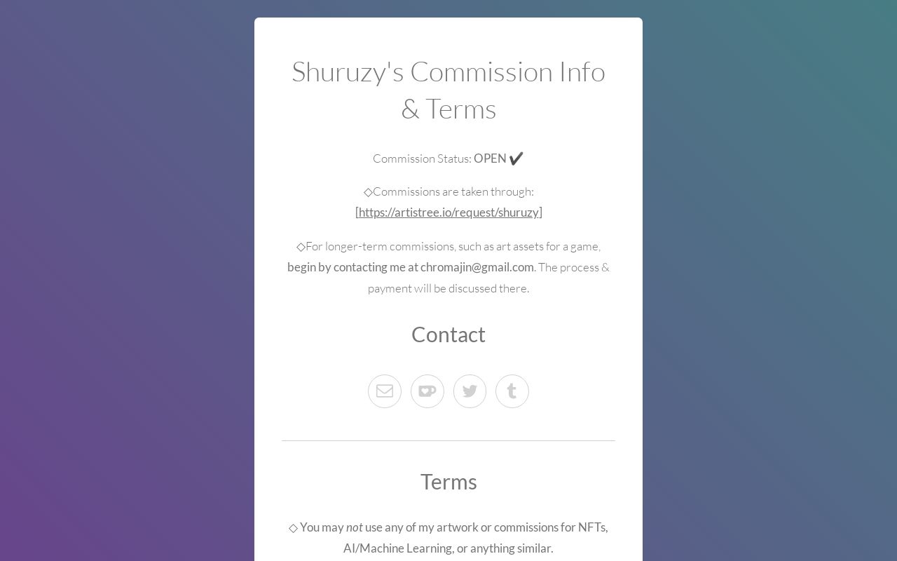 Shuruzy's Commission Info & Terms